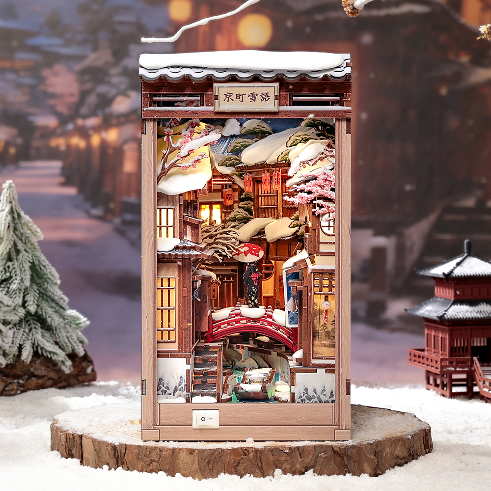 CUTEBEE DIY Book Nook Kit | Kyoto Snow Whisper
