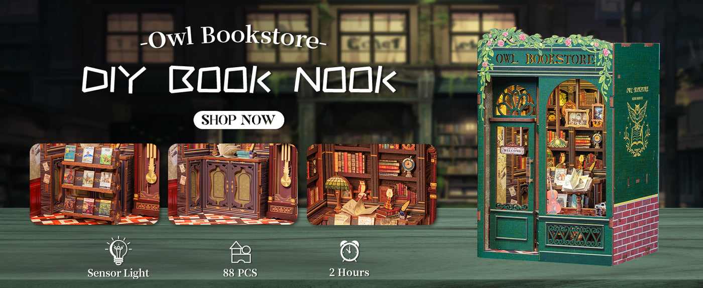 CUTEBEE DIY Book Nook Kit | Owl Bookstore