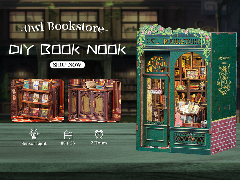 CUTEBEE DIY Book Nook Kit | Owl Bookstore