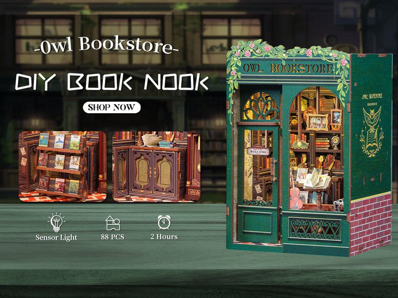 CUTEBEE DIY Book Nook Kit | Owl Bookstore