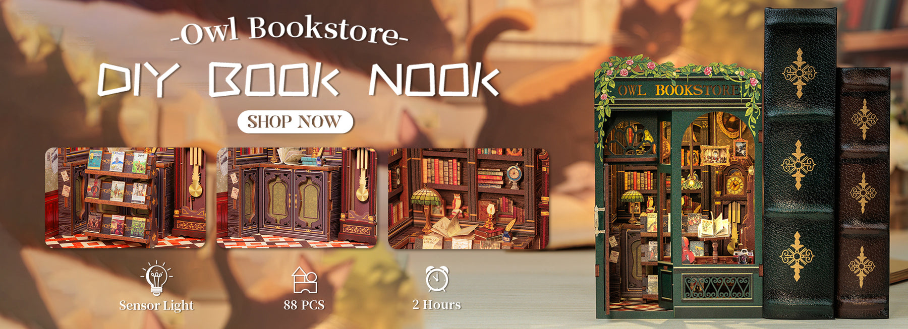 CUTEBEE | DIY Book Nook Kit | Miniature Dollhouse | Bookshelf Decor